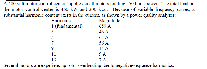 Solved A 480 volt motor control center supplies small motors | Chegg.com