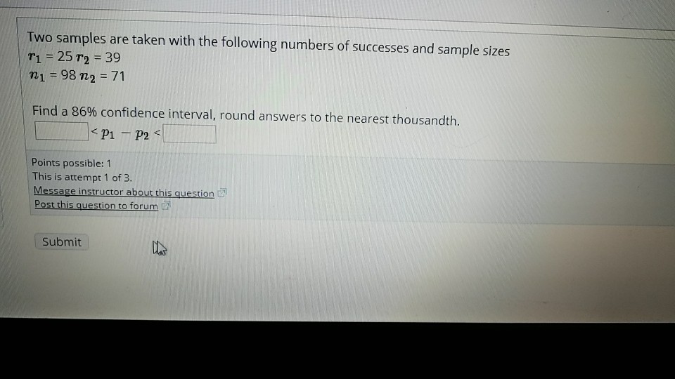 Solved Two samples are taken with the following numbers of | Chegg.com