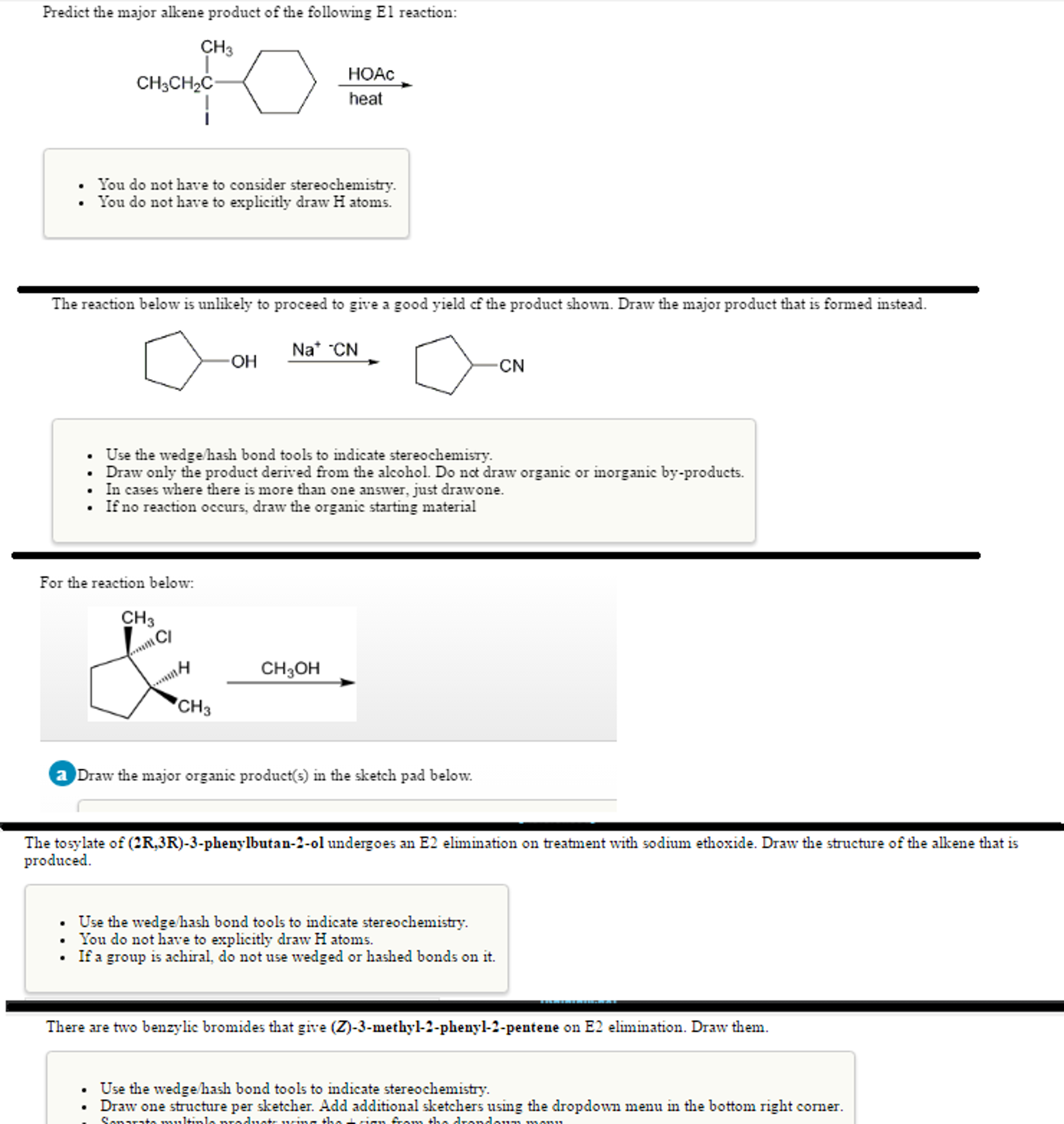 Solved Predict the major alkene product of the following El | Chegg.com