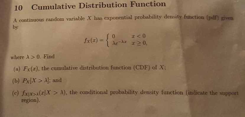 10 Cumulative Distribution Function A continuous | Chegg.com