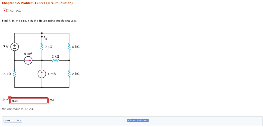 Solved Chapter 12, Problem 12.091 (Circuit Solution) | Chegg.com