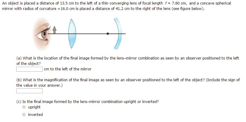 Solved An object is placed a distance of 13.5 cm to the left | Chegg.com