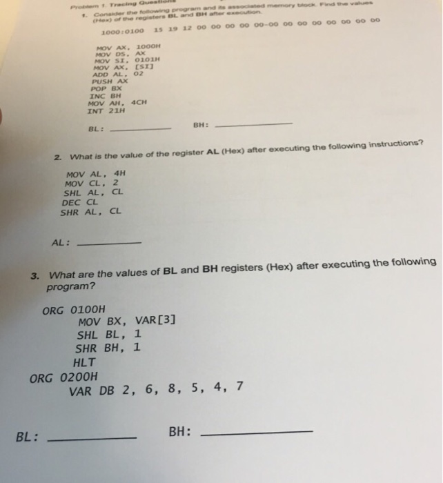 Solved Consider the following program and its associated | Chegg.com