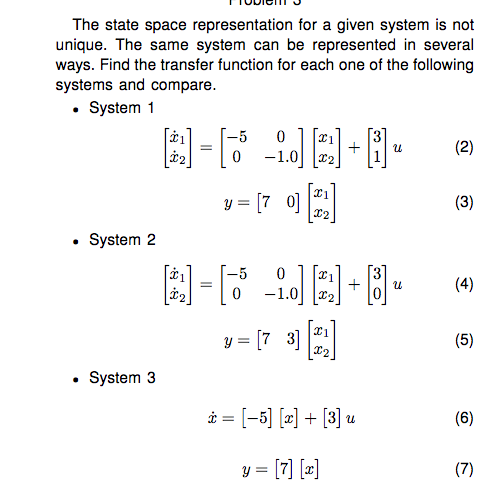 Solved The state space representation for a given system is | Chegg.com