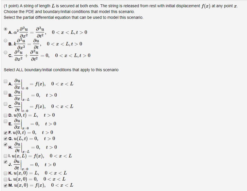 Solved (1 point) A string of length L is secured at both | Chegg.com