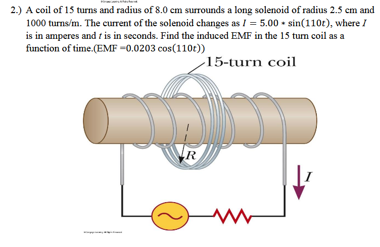 Solved 2.) A coil of 15 turns and radius of 8.0 cm surrounds | Chegg.com