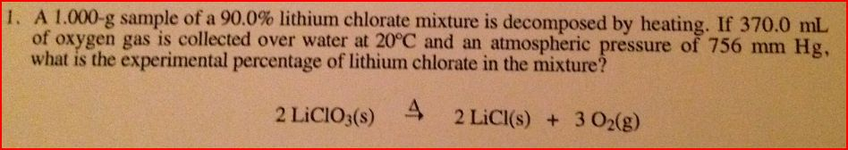 A 1000-g sample of a 90.0% lithium chlorate mixture | Chegg.com
