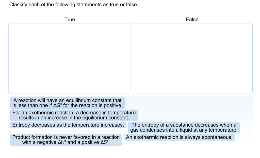 Solved Classify each of the following statements as true or | Chegg.com