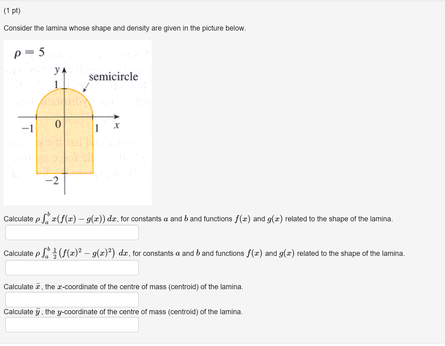 Consider the lamina whose shape and density are given | Chegg.com