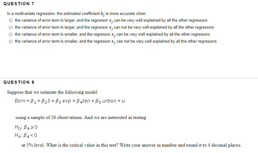 Solved QUESTION5 5 points Save Answer In the regression | Chegg.com