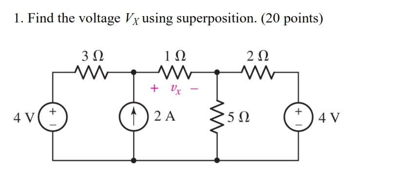Solved Find the voltage Vx using superposition. | Chegg.com