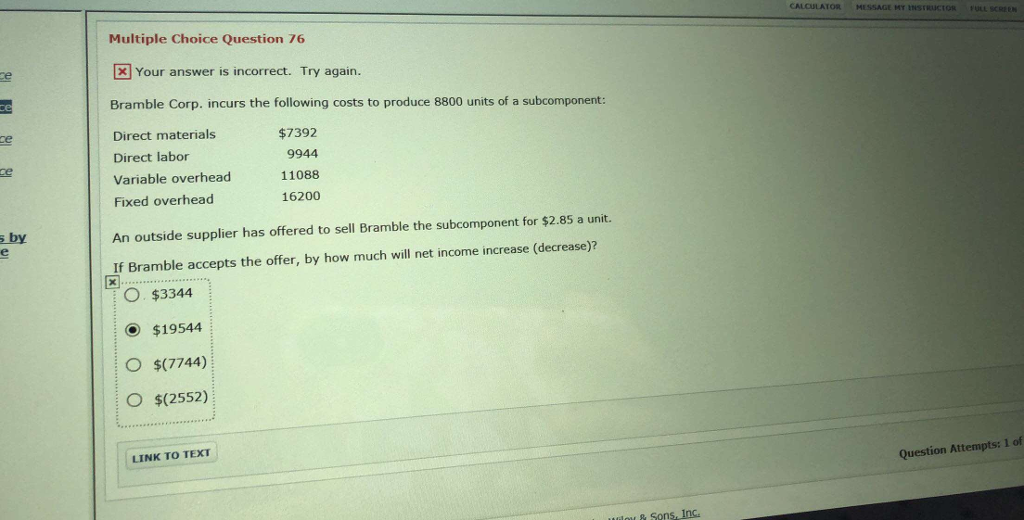 Solved CALCULATOR MESSAGE MY INSTRUCTOR FULL SCREEN Multiple | Chegg.com
