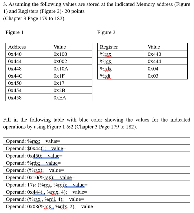 3. Assuming the following values are stored at the | Chegg.com