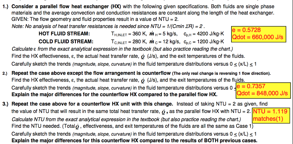 Solved Consider a parallel flow heat exchanger (HX) with the | Chegg.com
