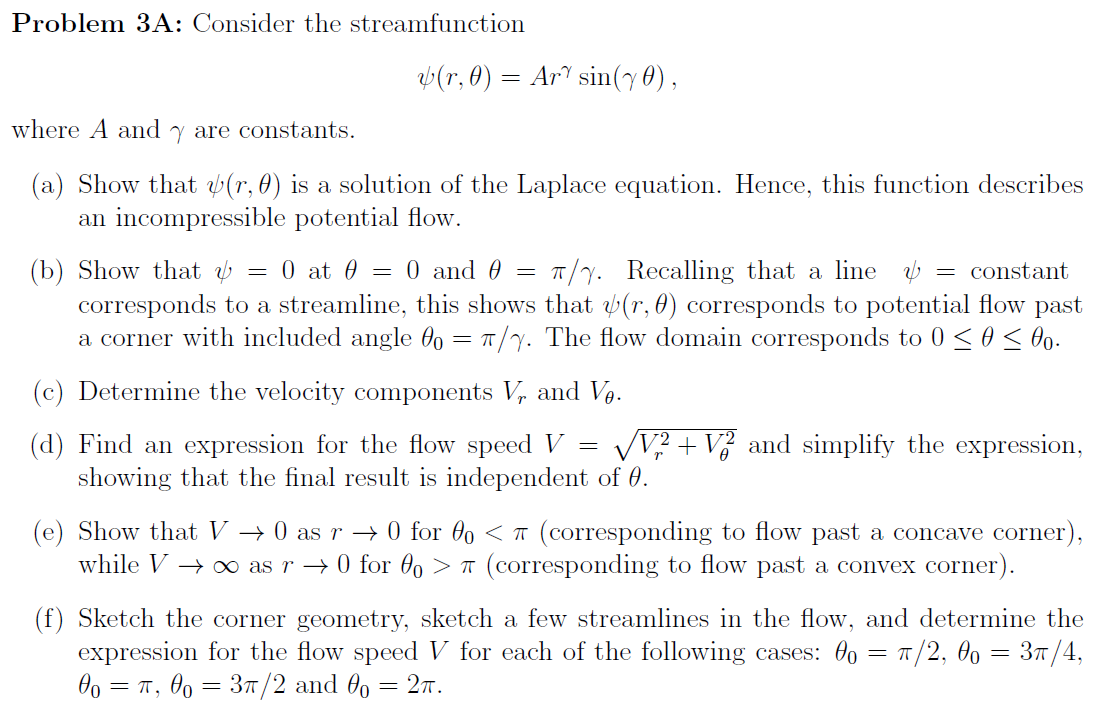 Solved Consider the stream function where A and 7 are | Chegg.com