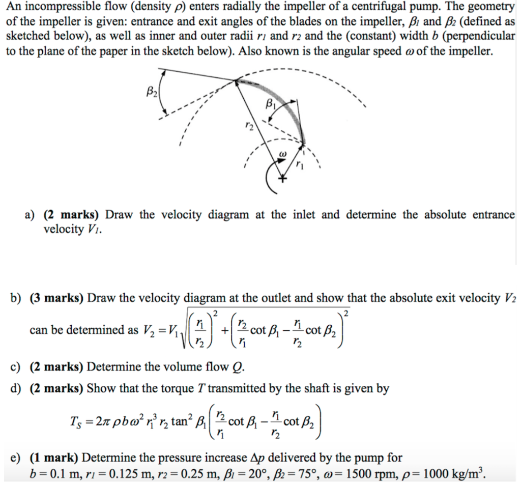 An incompressible flow (density p) enters radially | Chegg.com