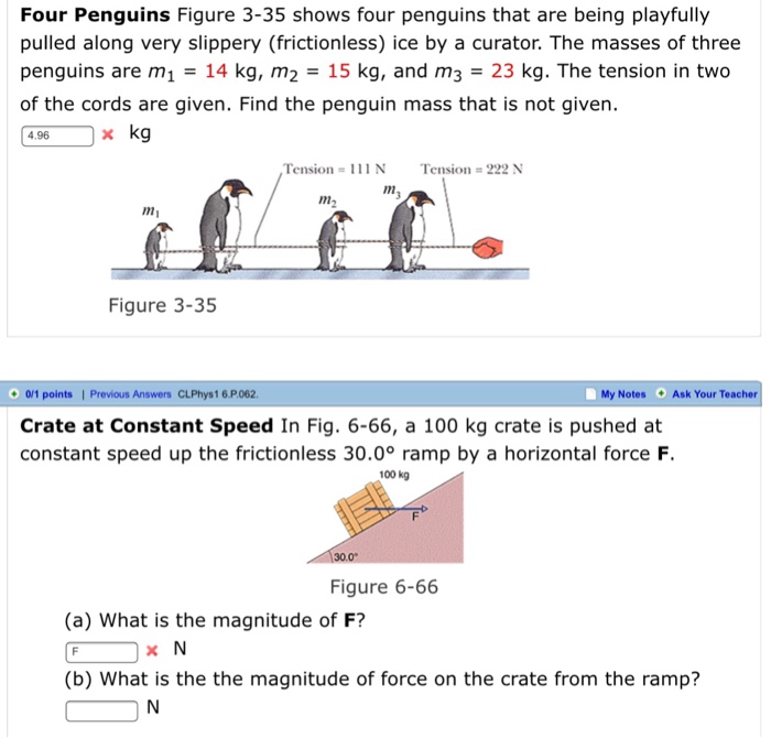 Solved Four Penguins Figure 3-35 shows four penguins that | Chegg.com