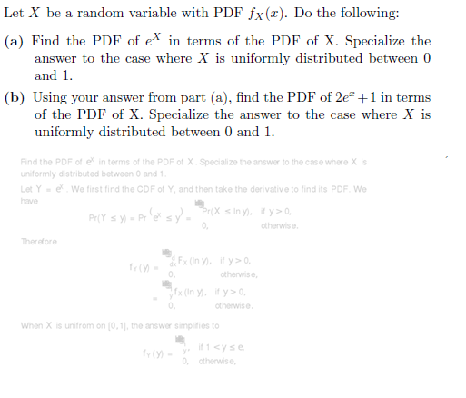 Solved Let X be a random variable with PDF fX (x). Do the | Chegg.com