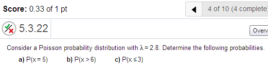 Solved Consider a Poisson probability distribution with | Chegg.com