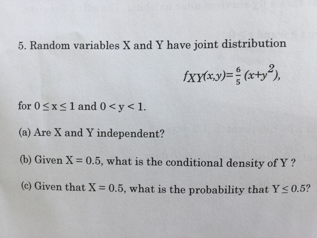 Solved Random variables X and Y have joint distribution | Chegg.com