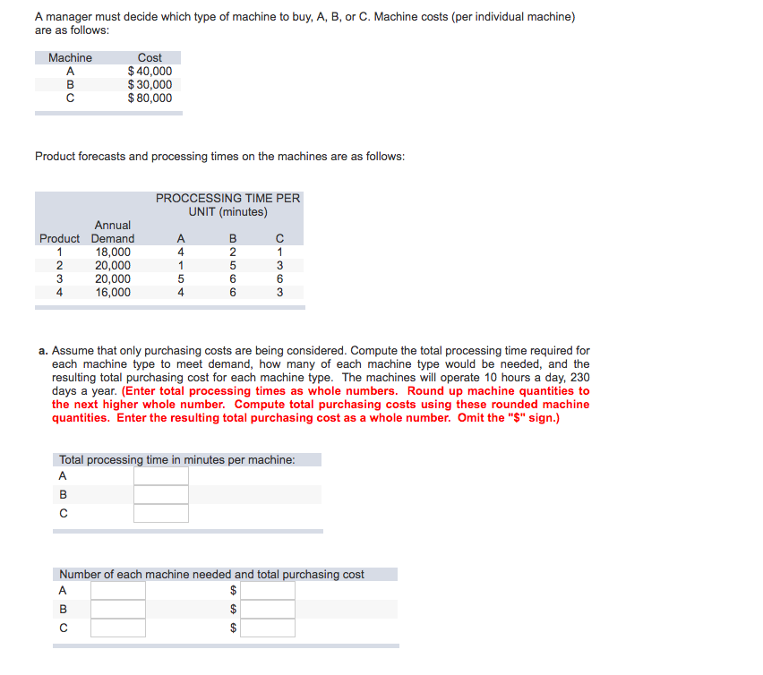 Solved A manager must decide which type of machine to buy, | Chegg.com