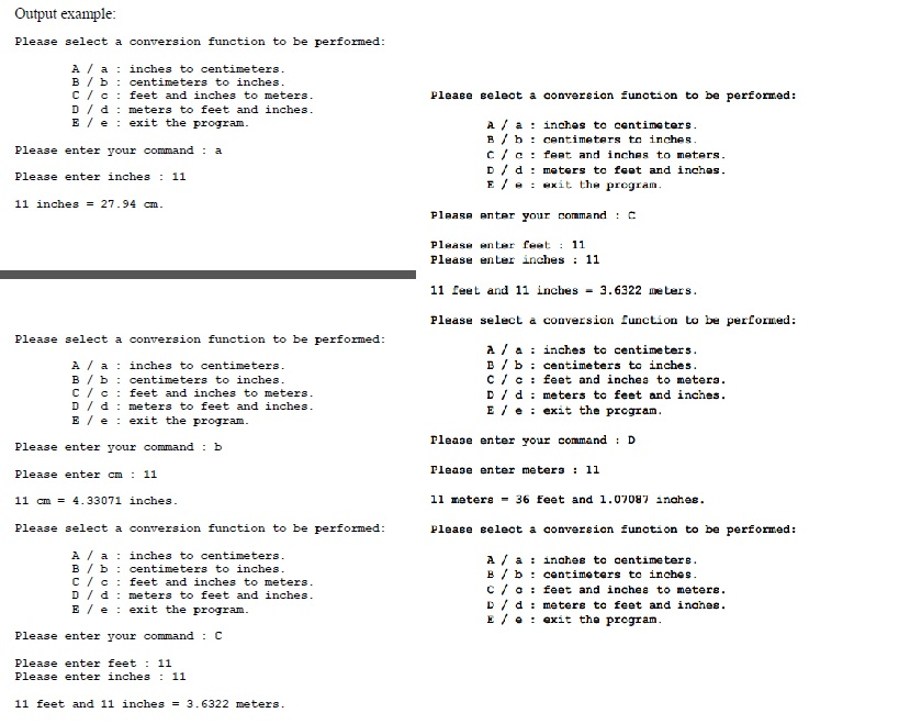 Solved Create a menu driven C++ program that converts (A) | Chegg.com