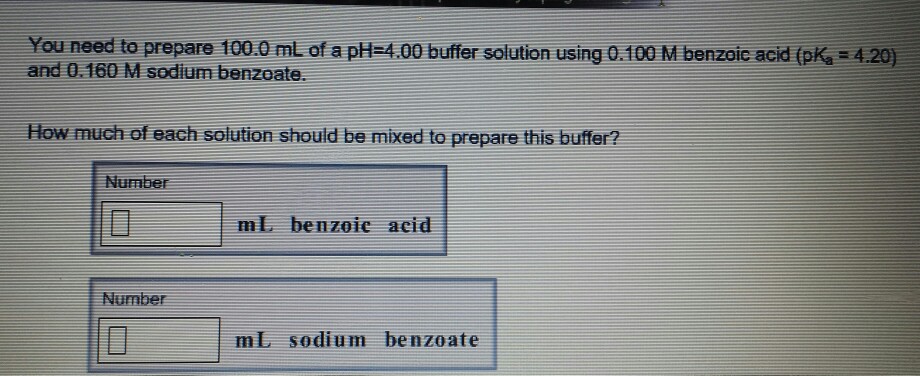 Solved You need to prepare 100.0 mL of a pH=4.00 buffer | Chegg.com