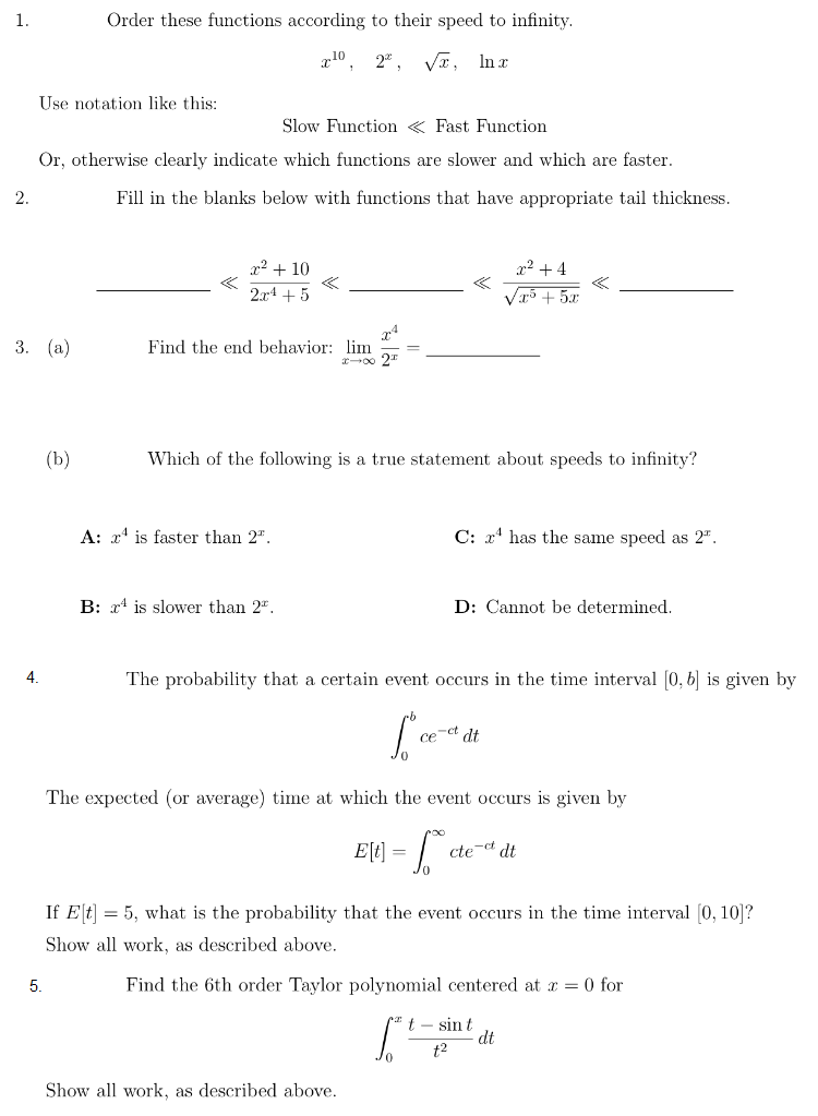 Solved Order these functions according to their speed to | Chegg.com