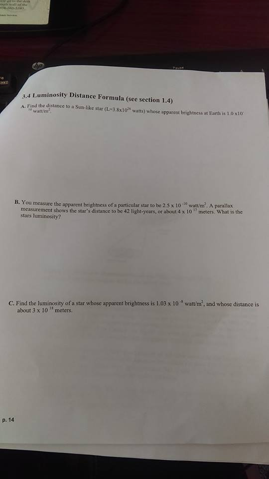 Solved Luminosity Distance Formula Find the distance to a | Chegg.com