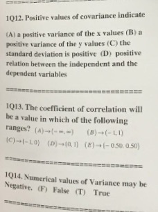 Solved A positive variance of the x values (B) a positive | Chegg.com