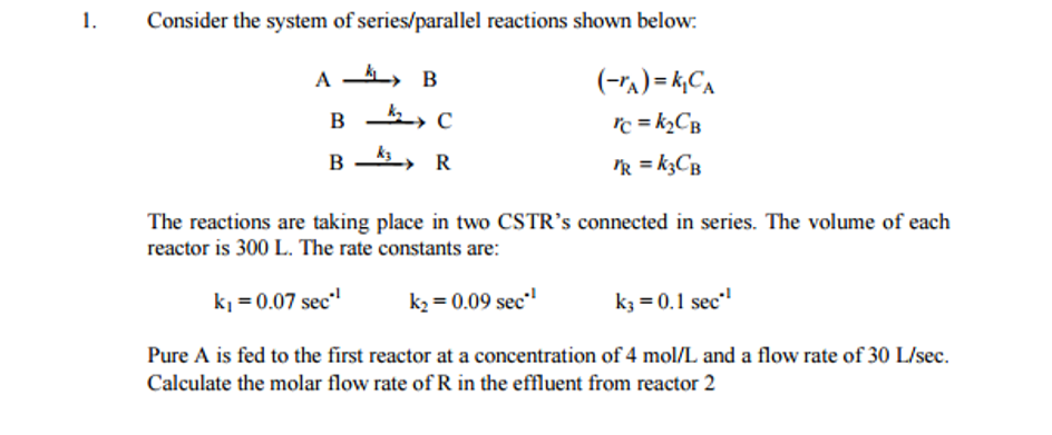 Consider the system of series/parallel reactions | Chegg.com
