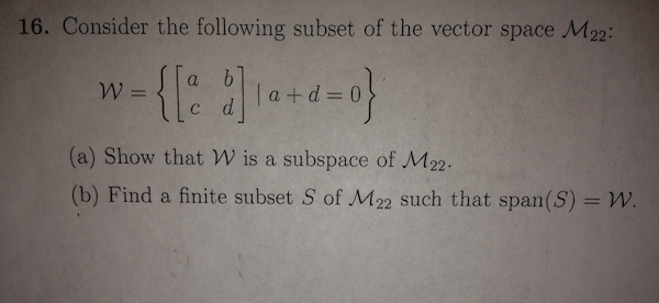 Solved Consider the following subset of the vector space | Chegg.com