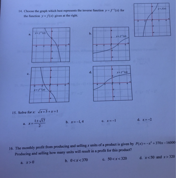 Solved 14. Choose the graph which best represents the | Chegg.com