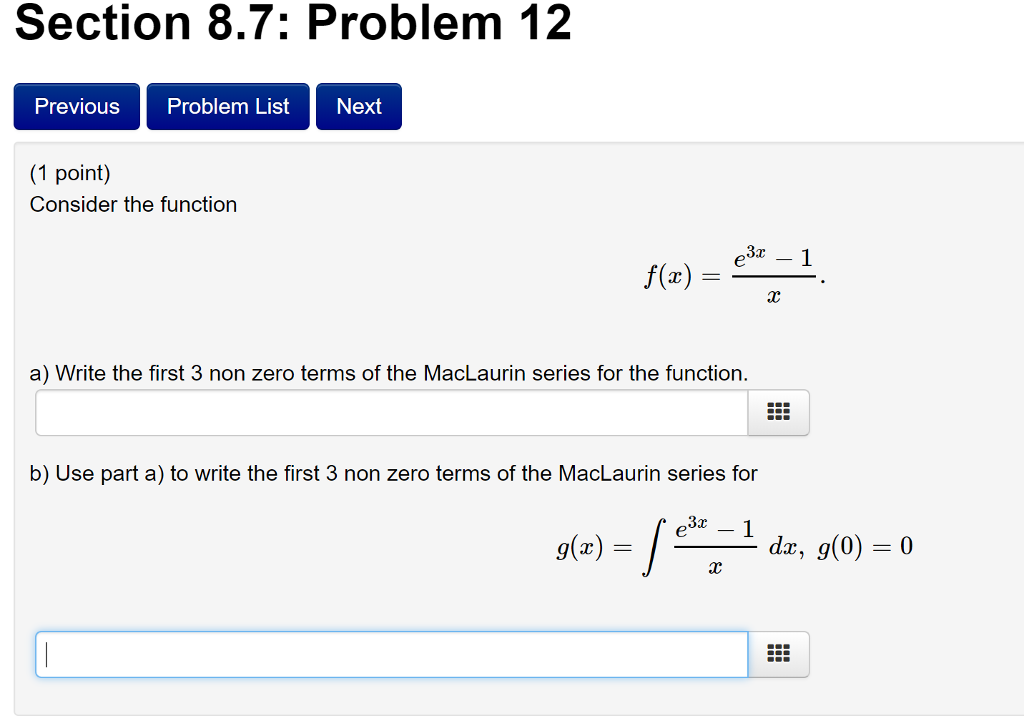 Solved Section 8.7: Problem 12 Previous Problem List Next 1 | Chegg.com
