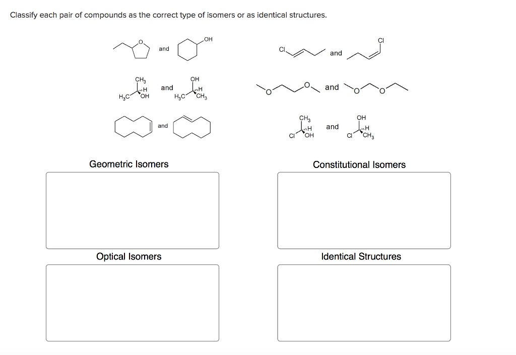 Solved Classify each pair of compounds as the correct type | Chegg.com