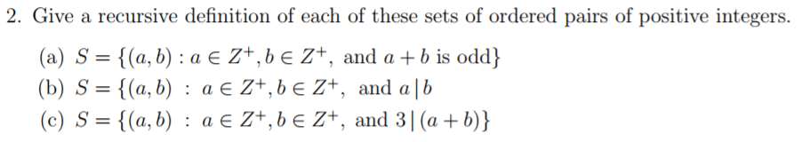 Solved 2. Give a recursive definition of each of these sets | Chegg.com