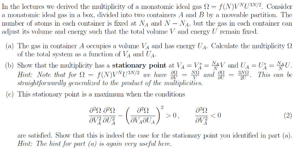 Solved In the lectures we derived the multiplicity of a | Chegg.com