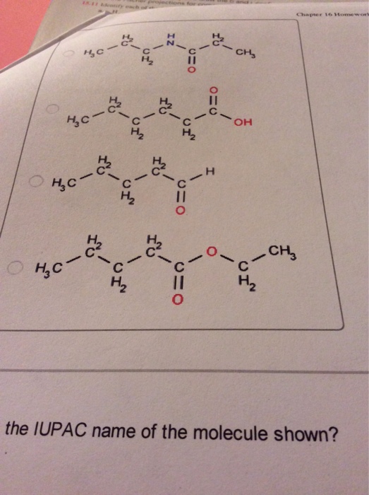 Solved the IUPAC name of the molecule shown? | Chegg.com