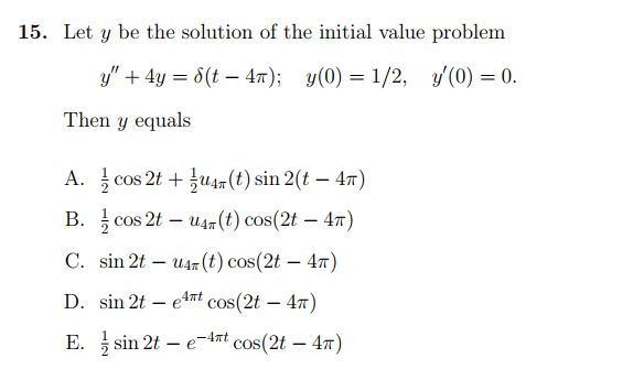 Solved Let y be the solution of the initial value problem | Chegg.com