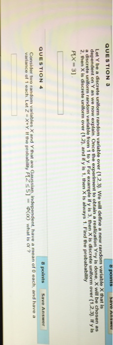 Solved Let Y be a discrete uniform random variable over {1, | Chegg.com