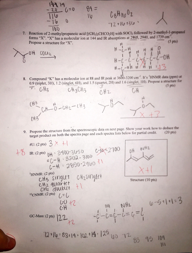 Solved 1lp 100 7. Reaction of 2-methylpropanoic acid [(CHs) | Chegg.com