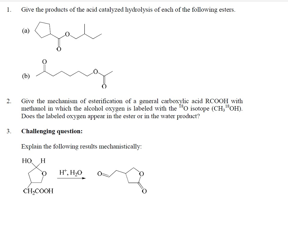Give the products of the acid catalyzed hydrolysis of | Chegg.com