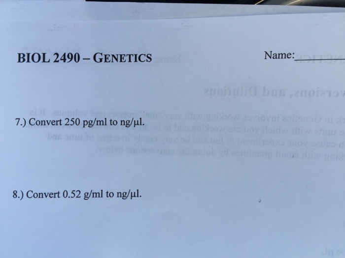 Solved Convert 250 Pg ml To Ng mu L Convert 0 52 G ml To Chegg