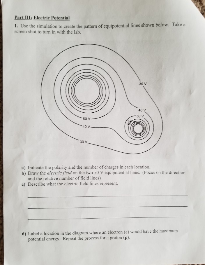 Solved Part III: Electric Potential 1. Use the simulation to | Chegg.com