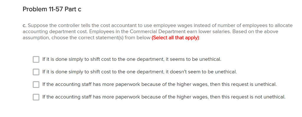 Solved Problem 11-57 Allocate Service Department Costs: | Chegg.com