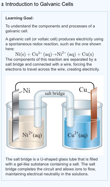 Solved ± Introduction to Galvanic Cells Learning Goal: To | Chegg.com