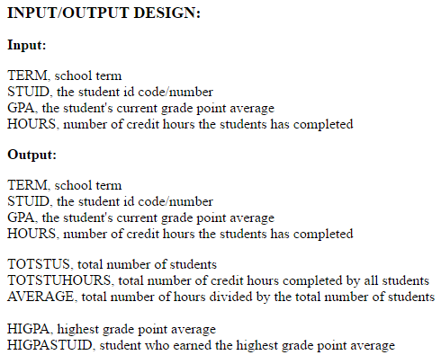 (Create the essential model and Input/Output design | Chegg.com
