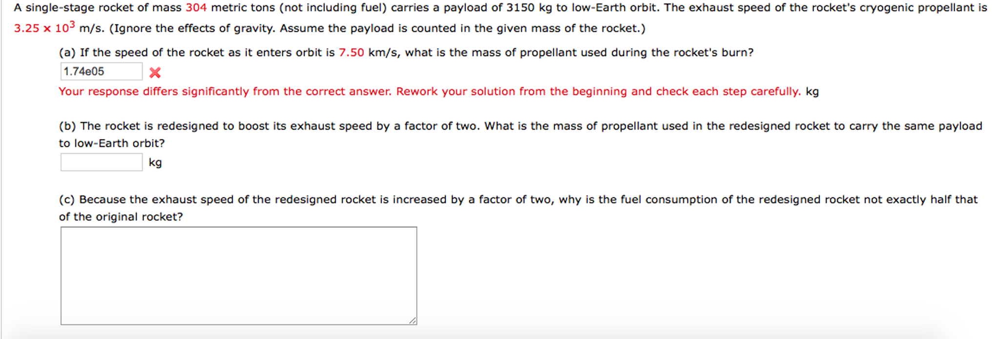 Solved A single-stage rocket of mass 304 metric tons (not | Chegg.com