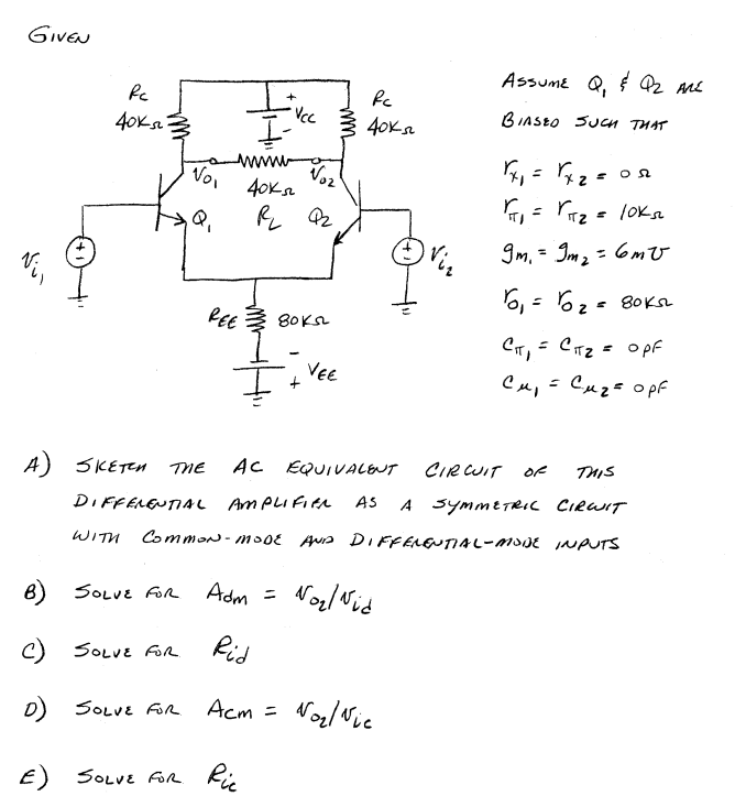 Ac equivalent circuit differential amplifier input