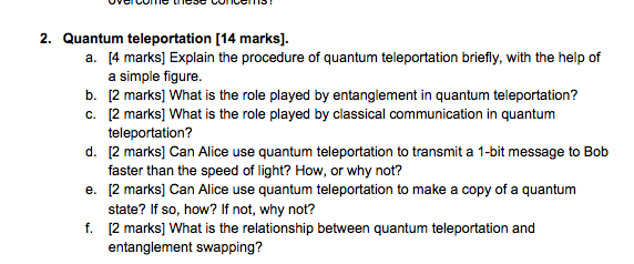 Solved a. Explain the procedure of quantum teleportation | Chegg.com